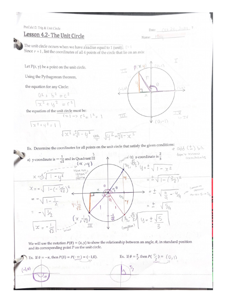 Calc Trig & Unit Circle | PDF