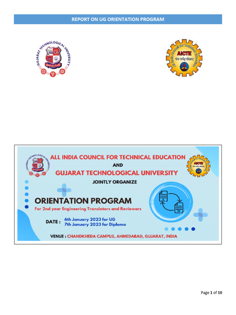 Report of Orientation Program | PDF