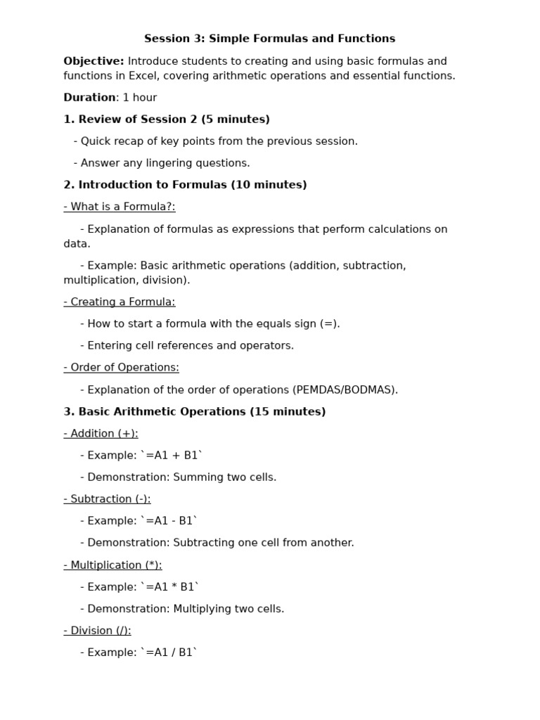 Excel Basics: Formulas & Functions Guide | PDF | Arithmetic | Multiplication