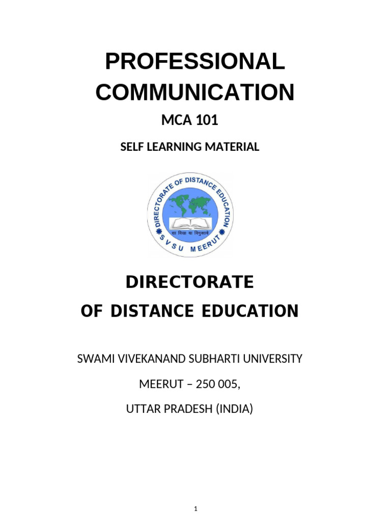 Professional Communication MCA 101 | PDF | Communication | Nonverbal Communication