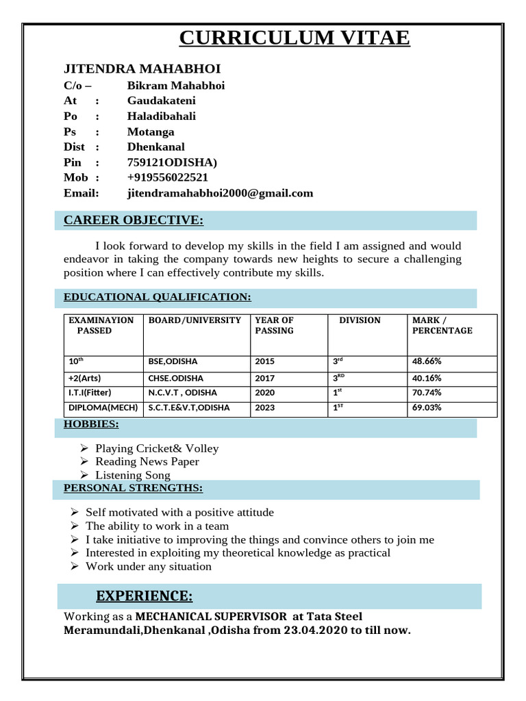 Jitendra Mahabhoi's CV and Career Overview | PDF
