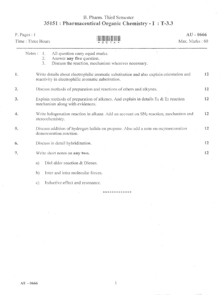 Sem III Pharmaceutical Organic Chemistry I | PDF | Teaching Methods ...