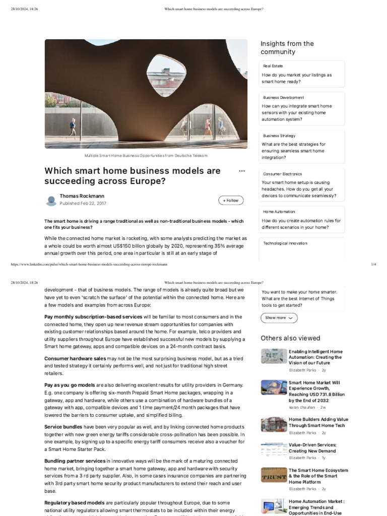 Which Smart Home Business Models Are Succeeding Across Europe | PDF ...