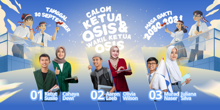 Banner Acara Pemilihan Ketua Osis Ilustratif Biru Dan Putih | PDF