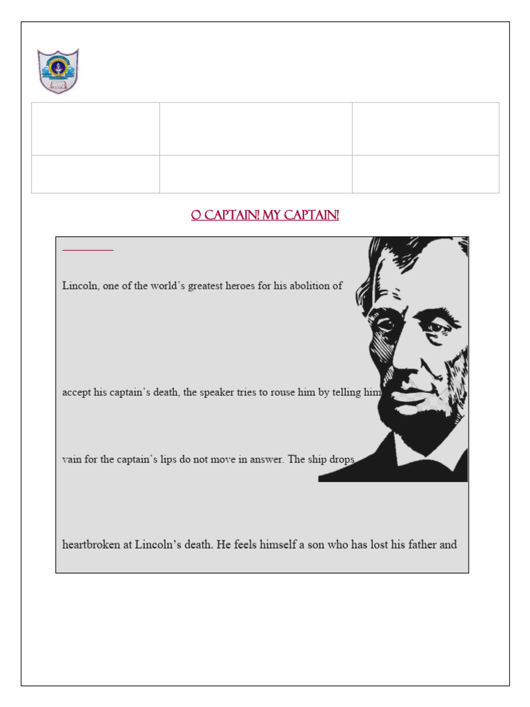 O Captain My Captain - Question Bank | PDF | Poetry