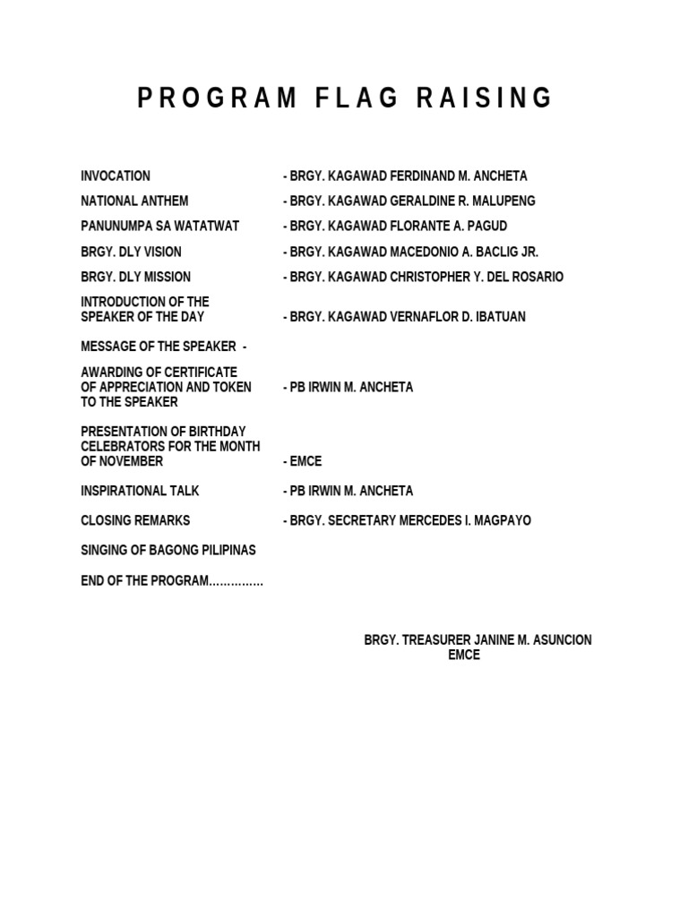 Flag Raising Program | PDF