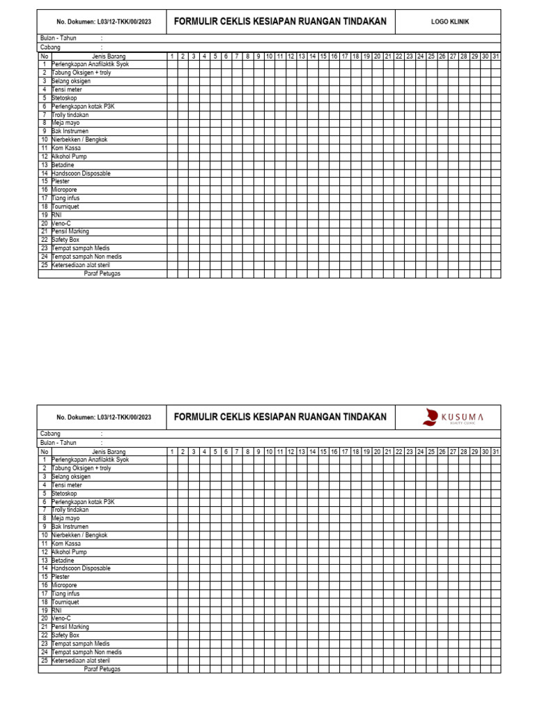 Ceklis Kesiapan Trolly Tindakan | PDF | Sains & Matematika