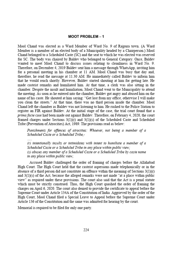 Moot Problems 1-6 | PDF | Public Law | Justice