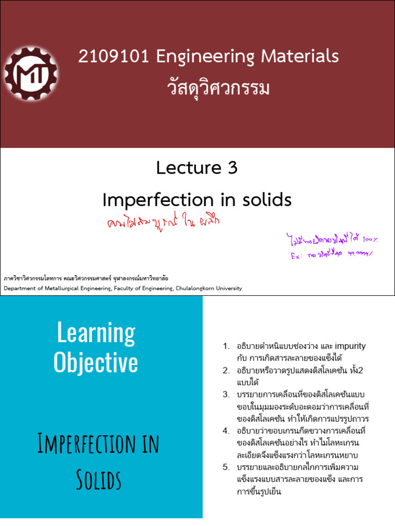 Lecture 3 Imperfection in Solids-545641-16908570449611 | PDF