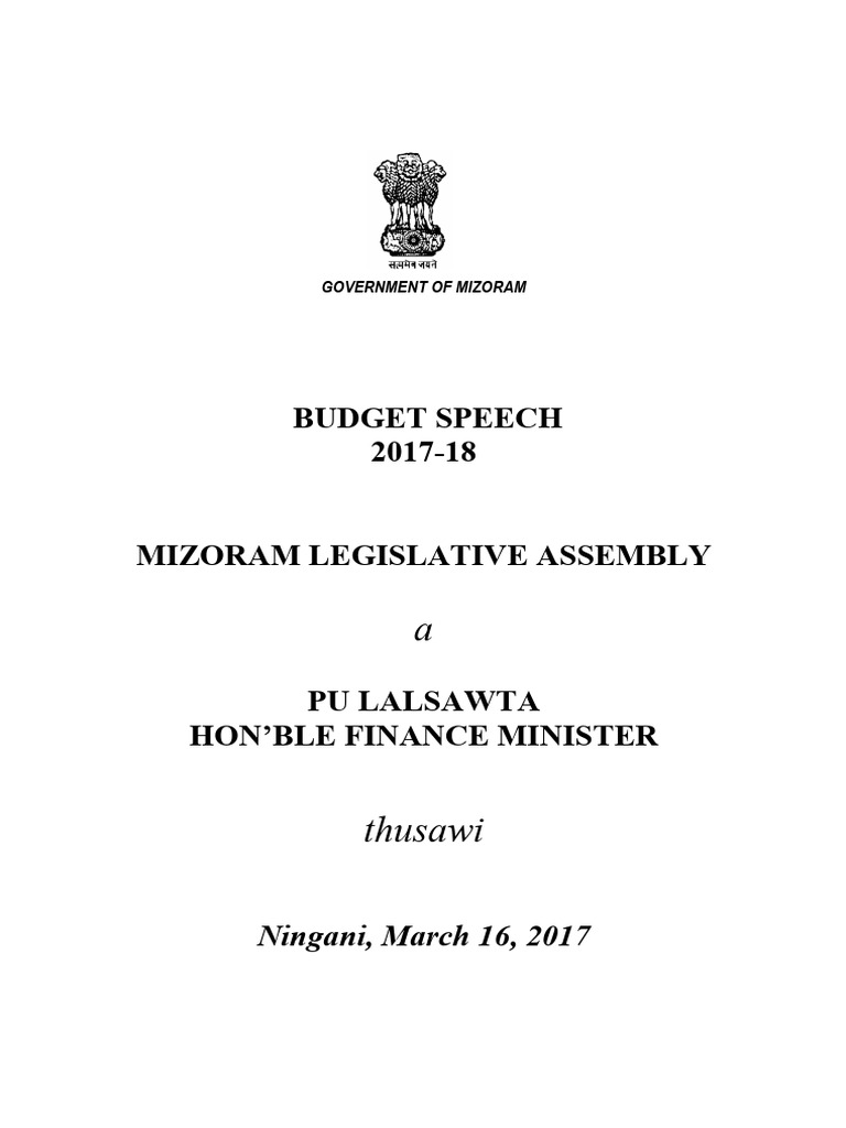 Mizoram 2017-18 Budget Speech | PDF | Taxes | Government Budget Balance