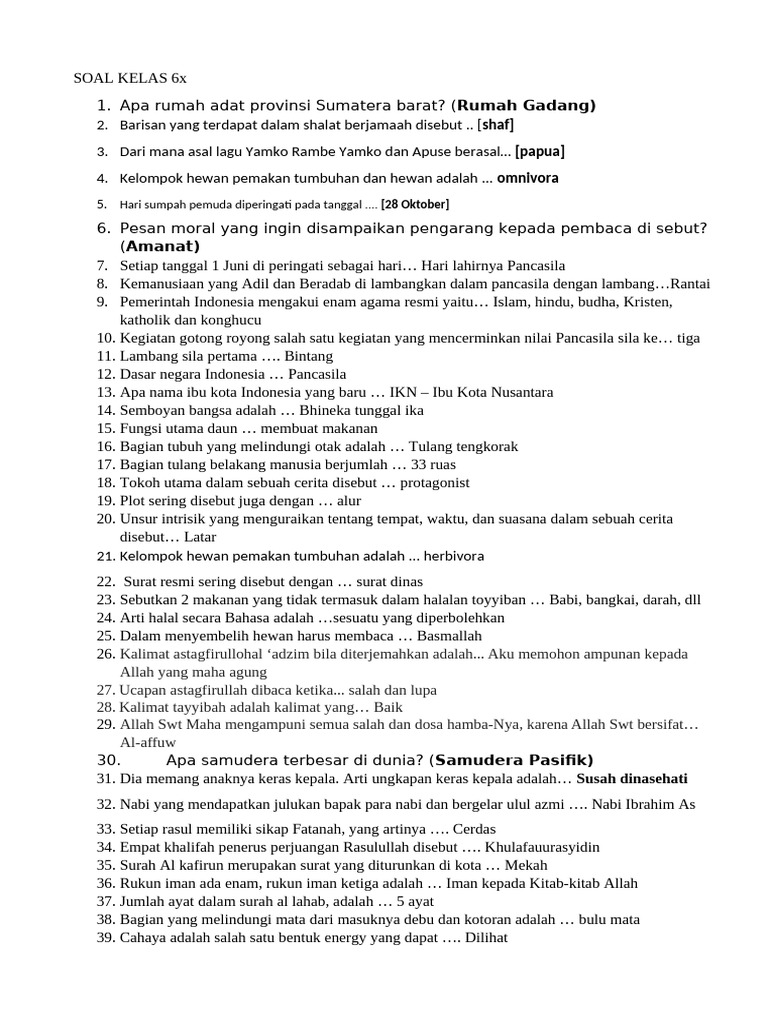 Contoh Soal-Soal CC SD | PDF | Agama & Spiritualitas | Klasik