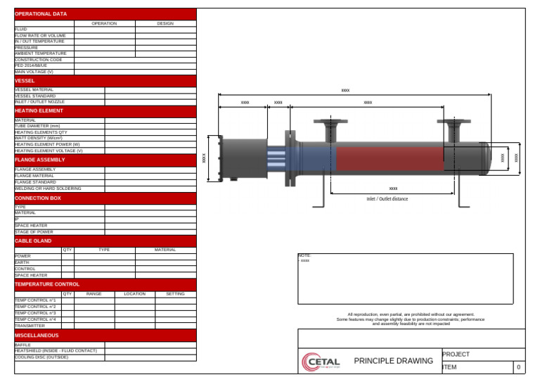 Project Datasheet Vessel For Heater EN | PDF | Temperature | Applied And Interdisciplinary Physics