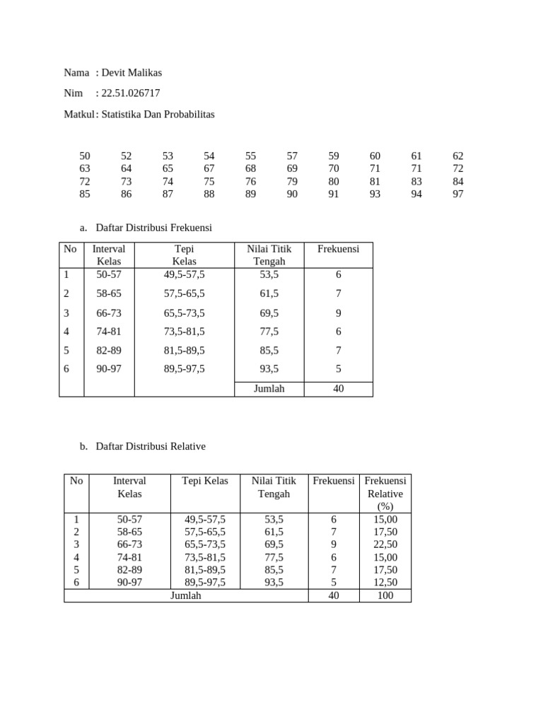 Statiska Dan Probabilitas | PDF