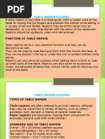 The 7 Basic Folds of Table Napkin | PDF | Restaurants