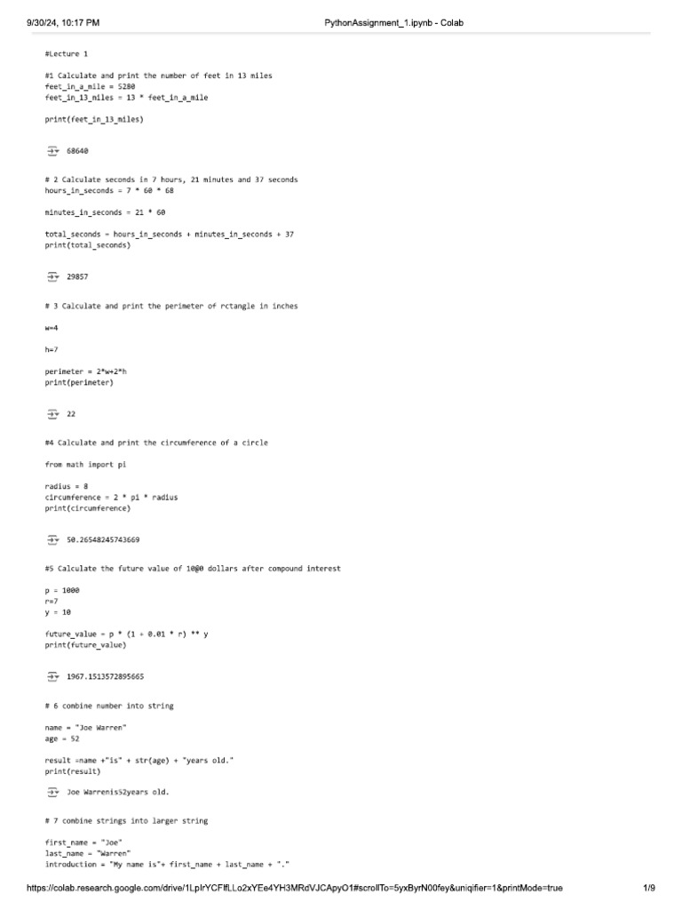 Assignment Python1 | PDF