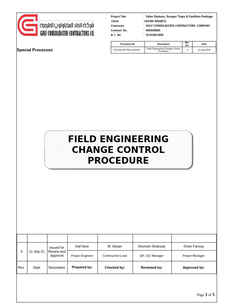 Field Engineering Change Control Procedure | PDF
