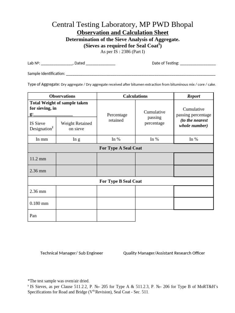 Sieve Analysis, Seal Coat | PDF