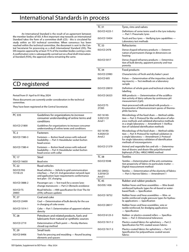ISO Standards Update - May 2024 | PDF | Welding | Construction