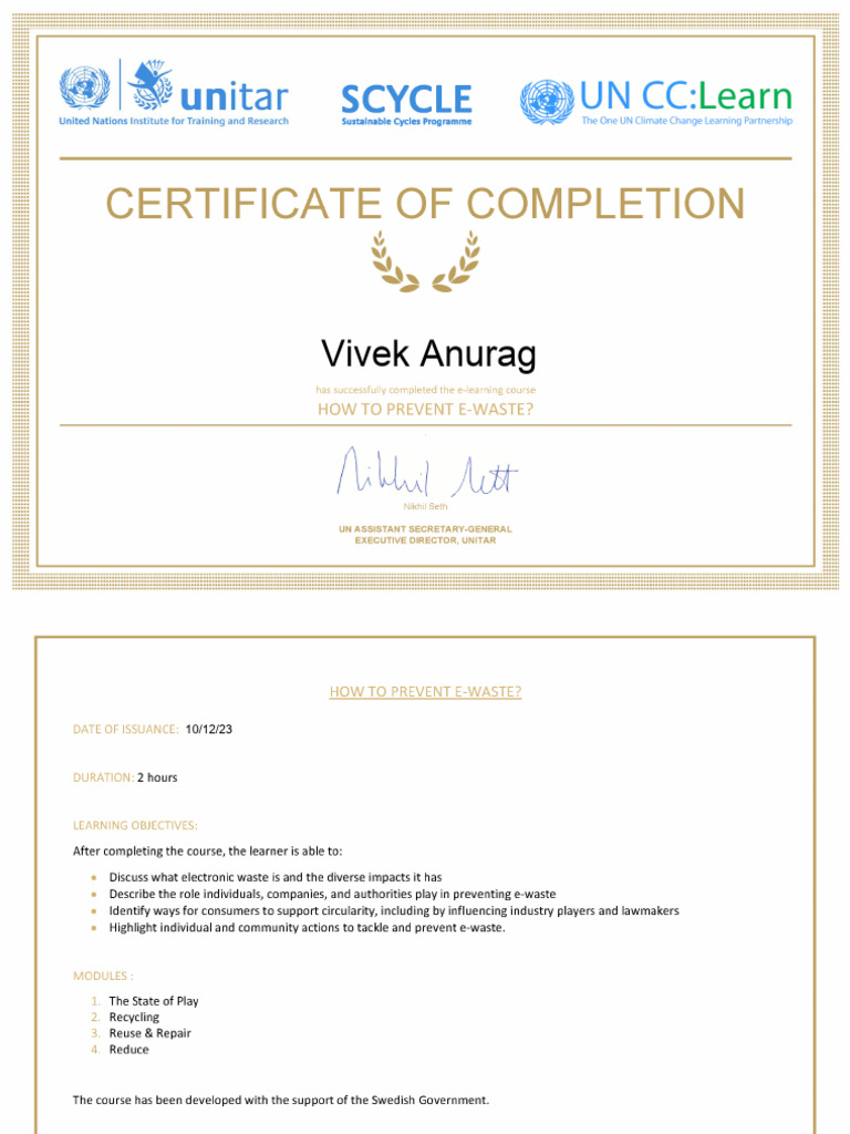 Ewaste Certificate | PDF | Computers