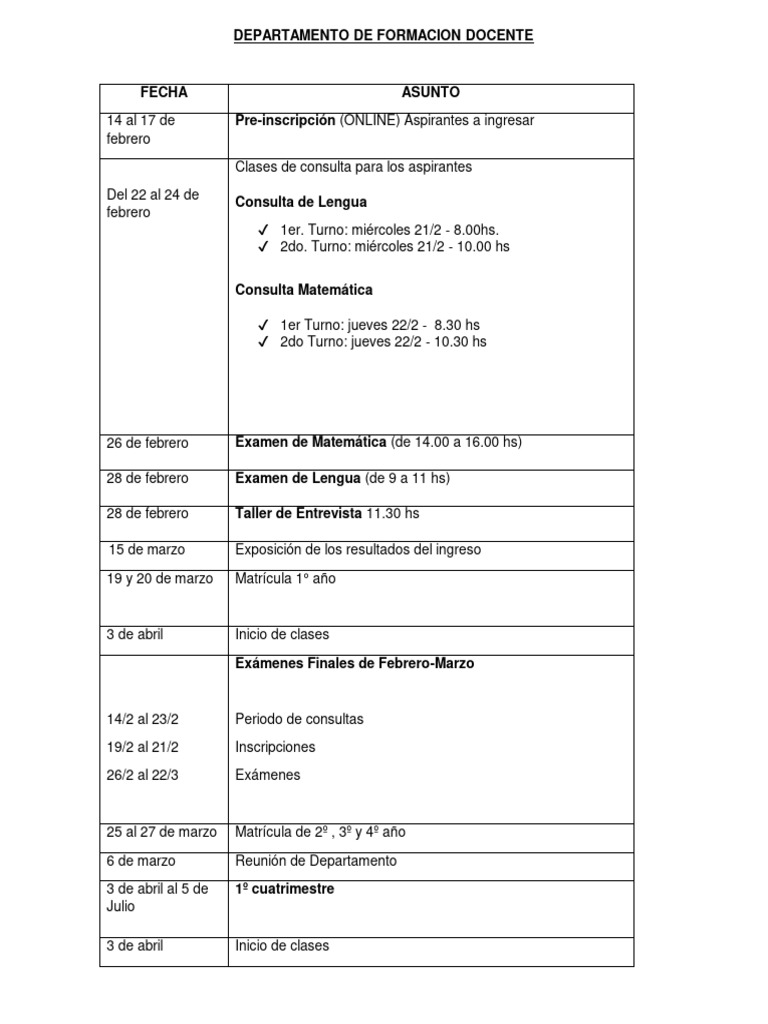 Cronograma Aprobado FD 2024 | PDF