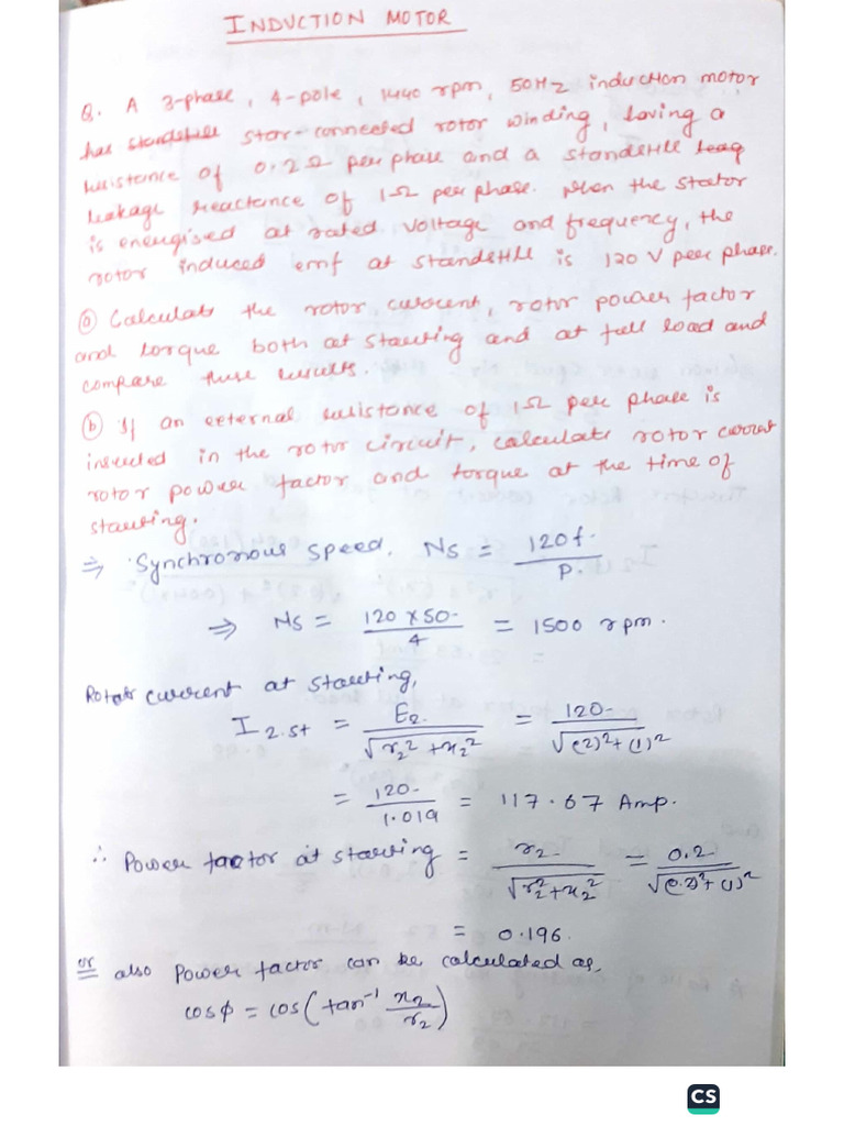 induction motor numericals | PDF