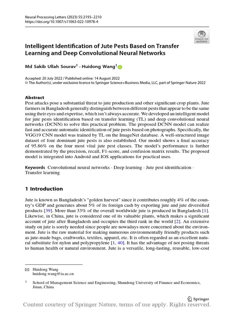Jute Pest Identification Using AI Techniques | PDF | Deep Learning ...