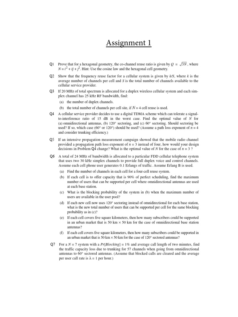 Assgn 1 | PDF | Cellular Network | Electronics