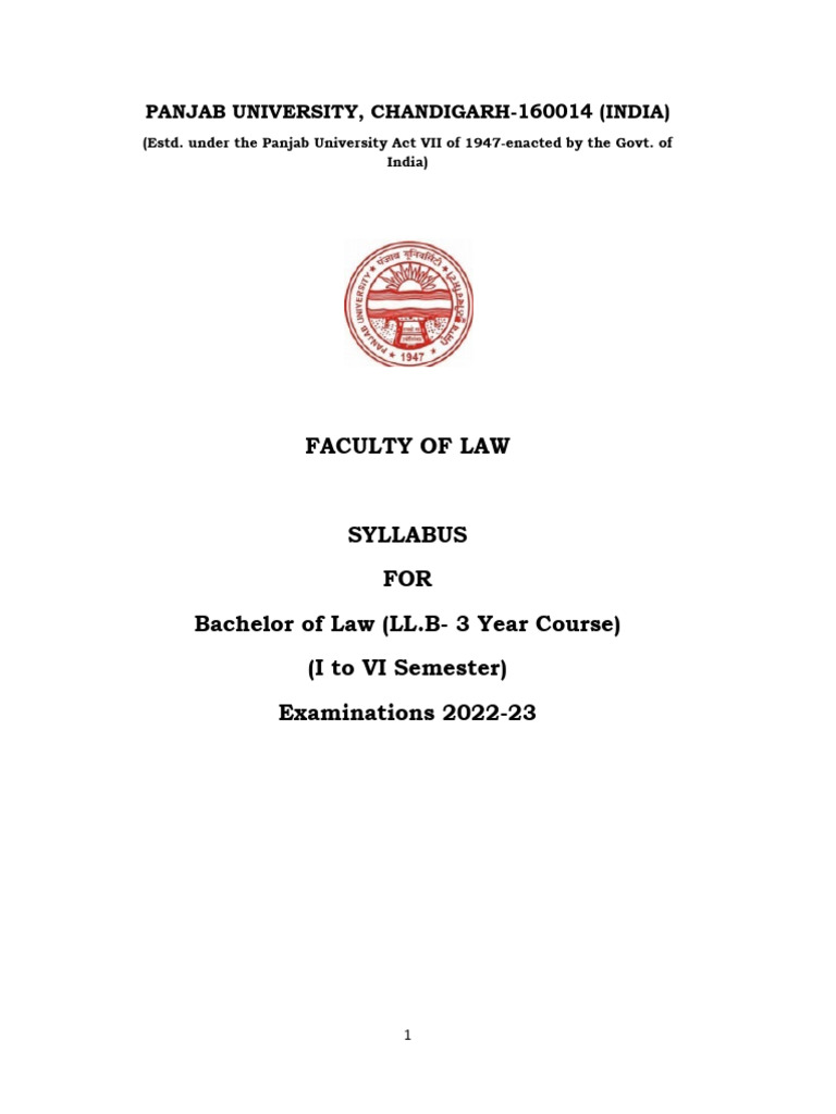 LL.B. Syllabus 2022-23: Panjab University | PDF | Jurisprudence ...