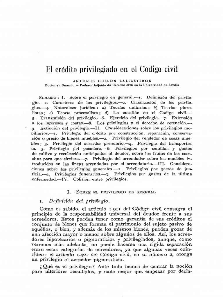 El Credito Privilegiado en El Codigo Civil 1 | PDF El Credito Privilegiado en El Codigo Civil 1 | PDF