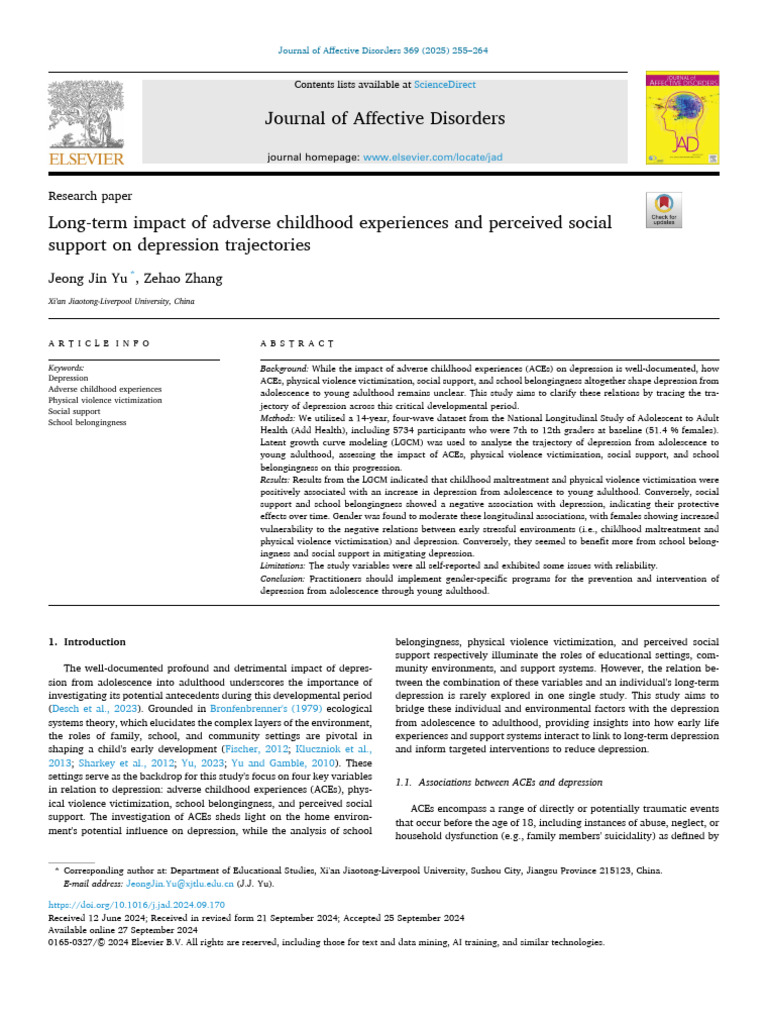 Journal of Affective Disorders Research Paper Long-Term Impact of ...