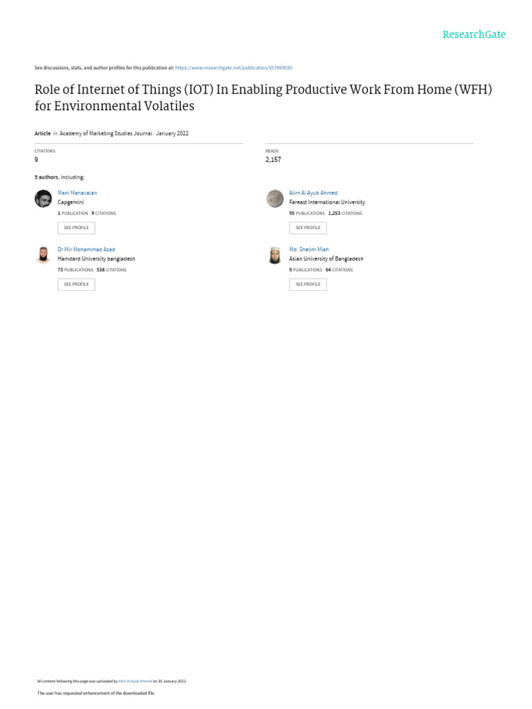 IoT's Role in Productive Remote Work | PDF | Internet Of Things ...