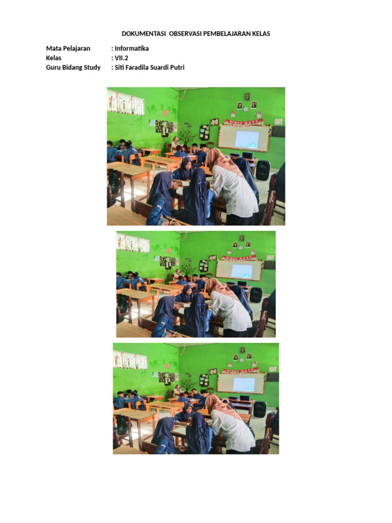 Dokumentasi Observasi Pembelajaran Kelas | PDF