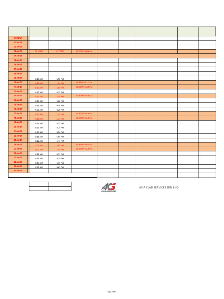 April 2021 Attendance & Overtime Report | PDF