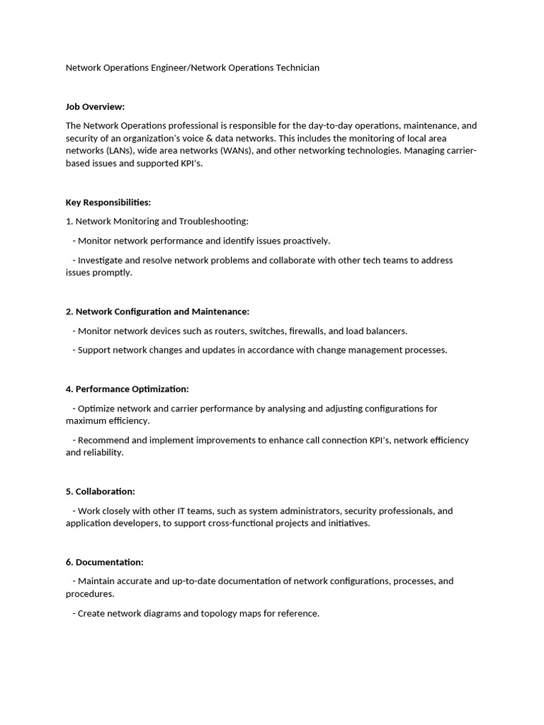 Network Operations Engineer | PDF