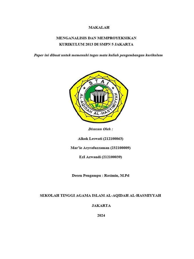 Analisis Kurikulum 2013 di SMPN 5 Jakarta | PDF