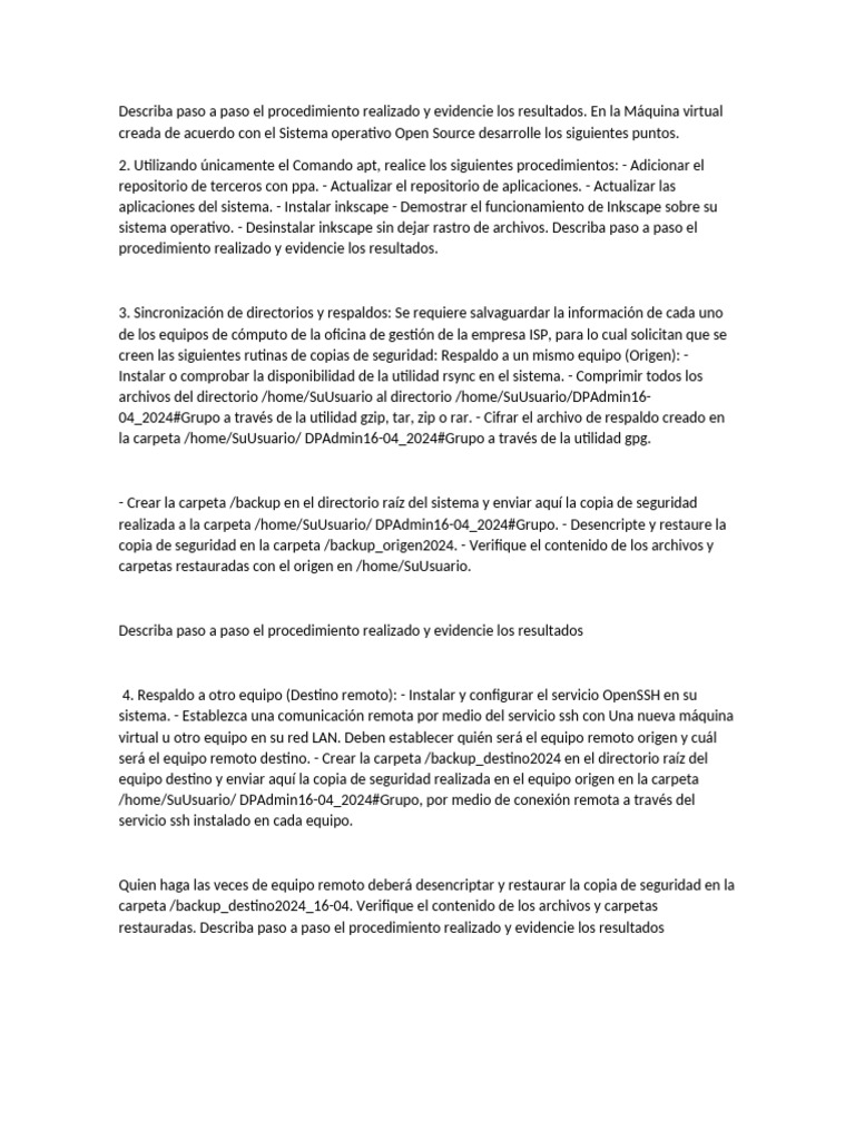 Guía de Backup y Gestión con apt y SSH | PDF | Gestión de datos | Ciencias de la Computación