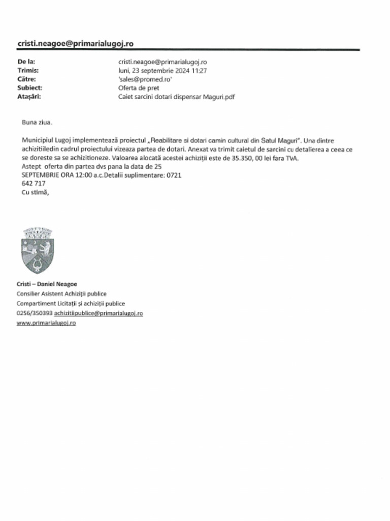 Cereri Oferte Si Oferte Primite | PDF Cereri Oferte Si Oferte Primite | PDF