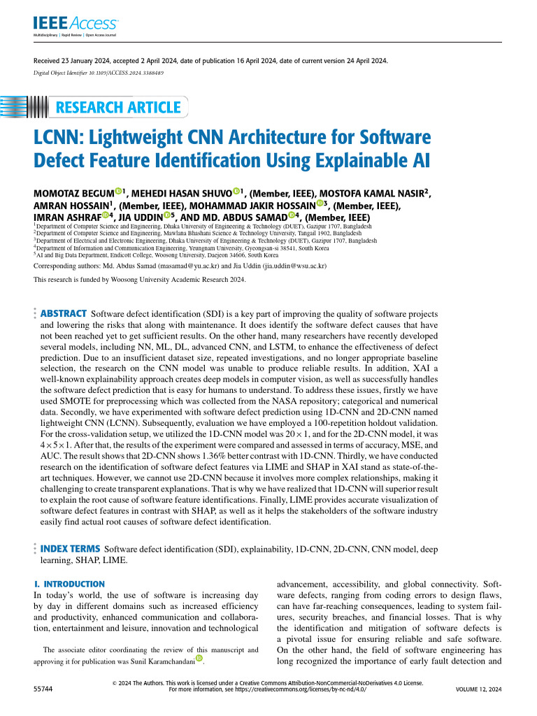 LCNN Lightweight CNN Architecture For Software Defect Feature ...