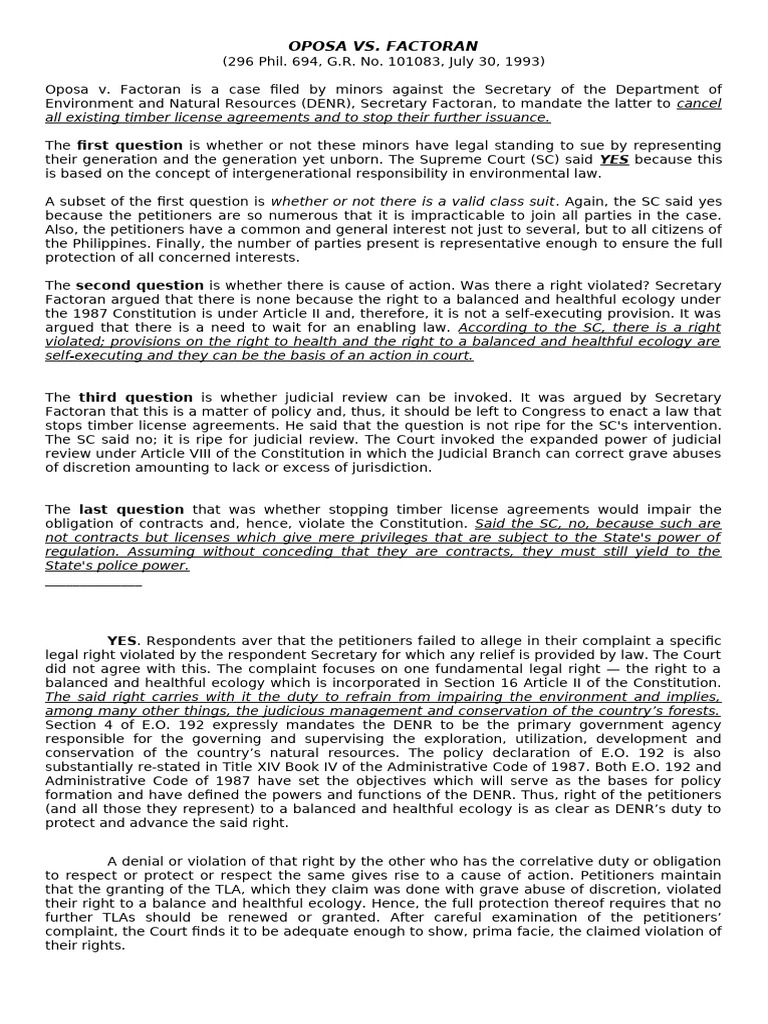 Cases 1st Batch (Envi Laws) | PDF | Legal Concepts | Justice