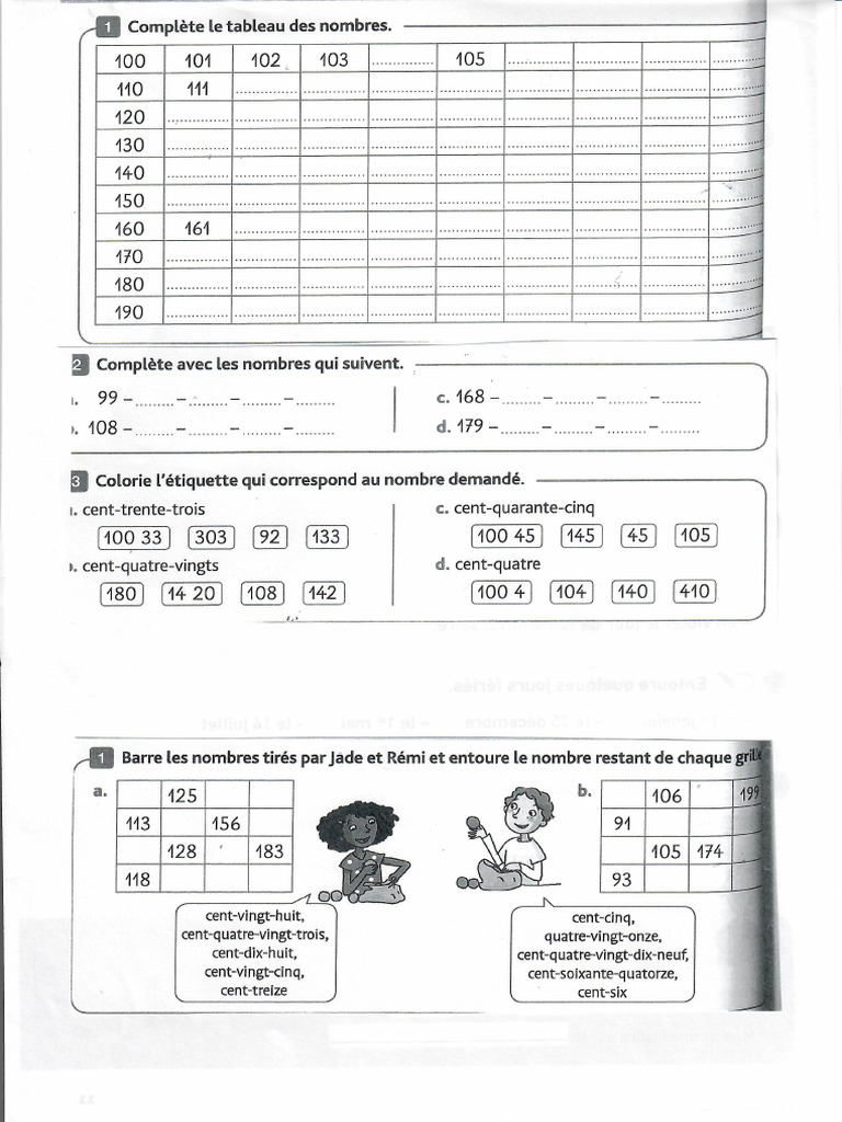 Les Nombres de 100 A 999 Exercices | PDF