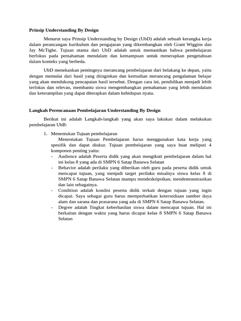 Prinsip Understanding by Design | PDF