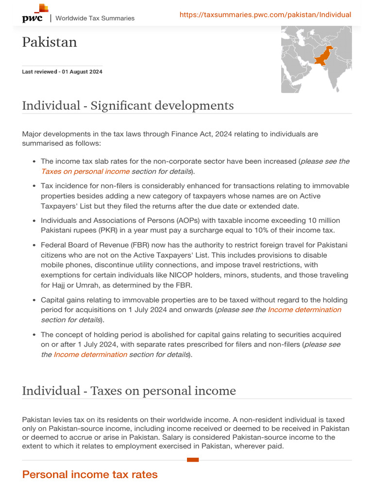 Pakistan 2024 Individual Tax Updates | PDF | Taxes | Capital Gains Tax