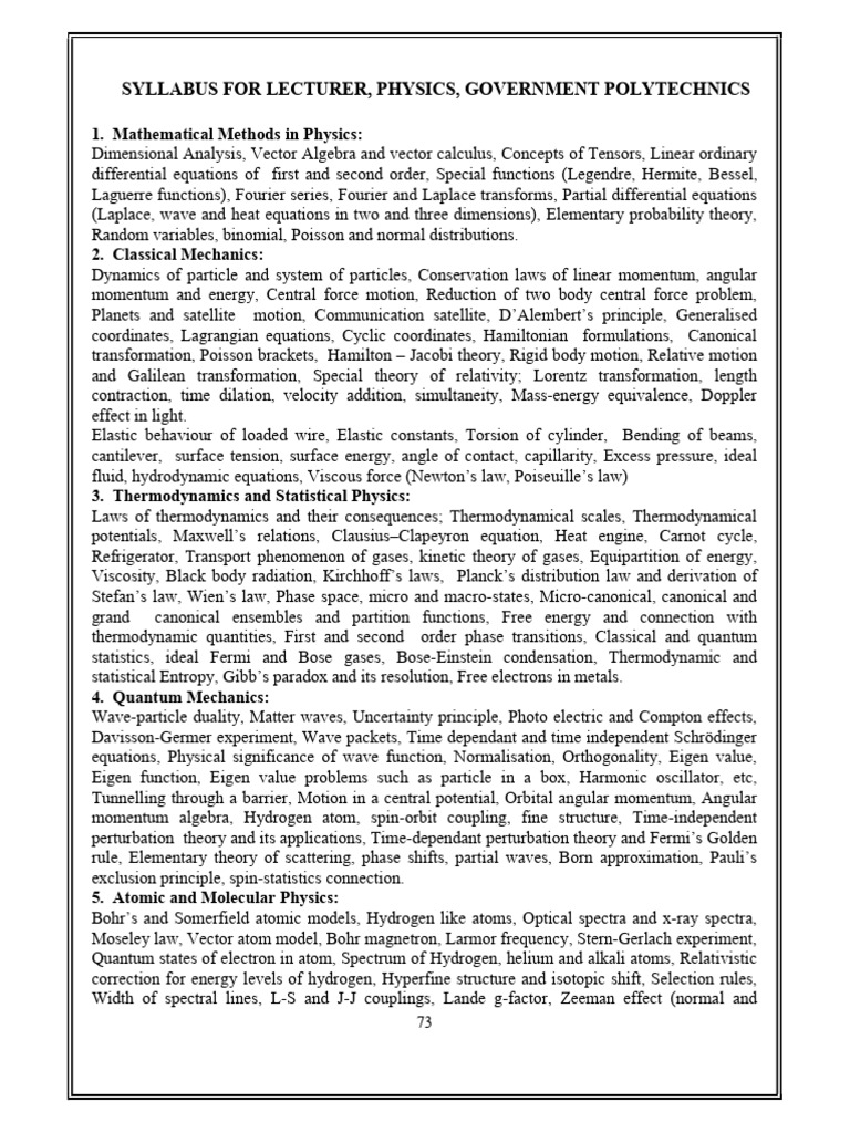 Physics Syllabus UKPSC | PDF | Electron | Spectroscopy