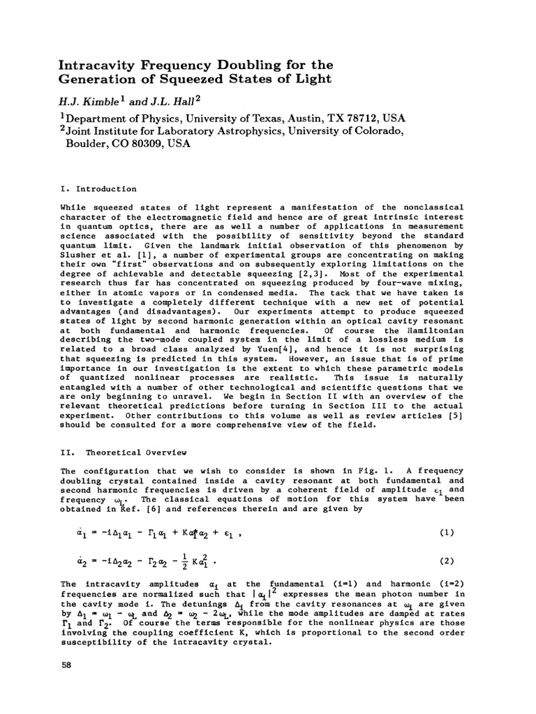 Intracavity Frequency Doubling For The - Generation of Squeezed States ...