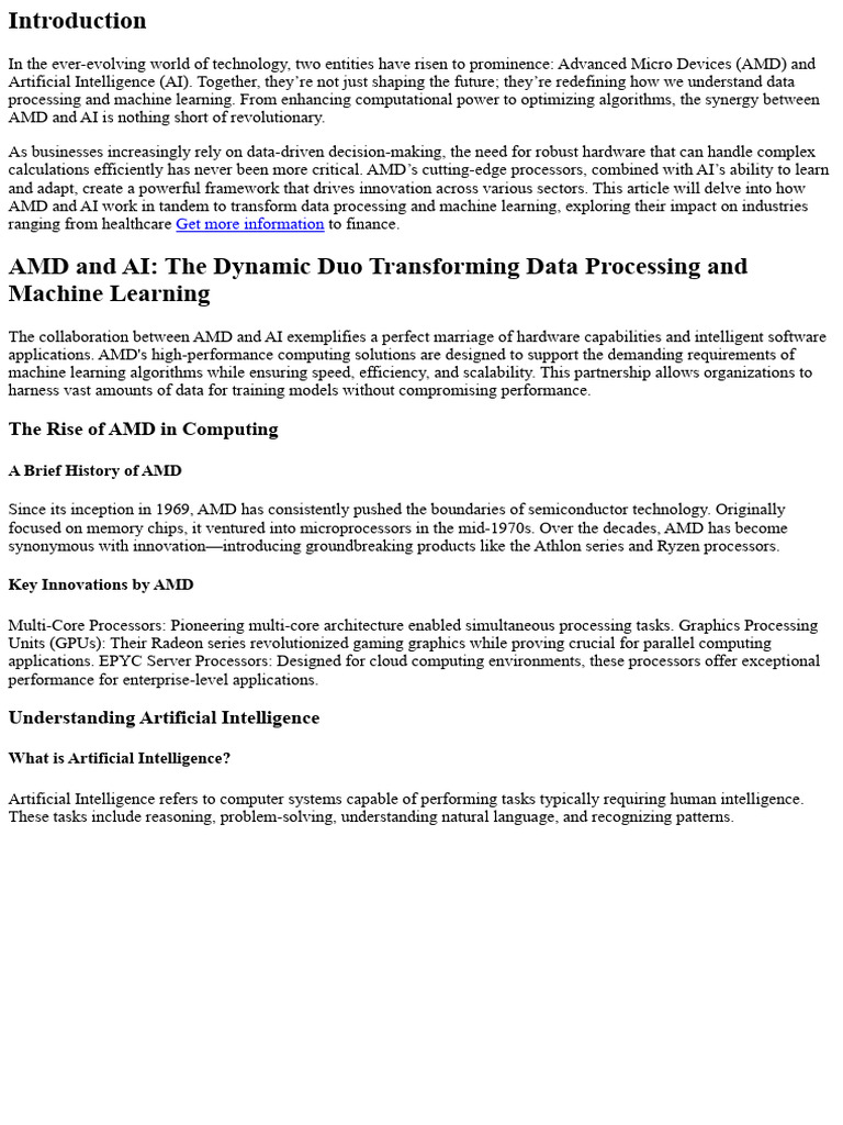 AMD and AI: The Dynamic Duo Transforming Data Processing and Machine ...