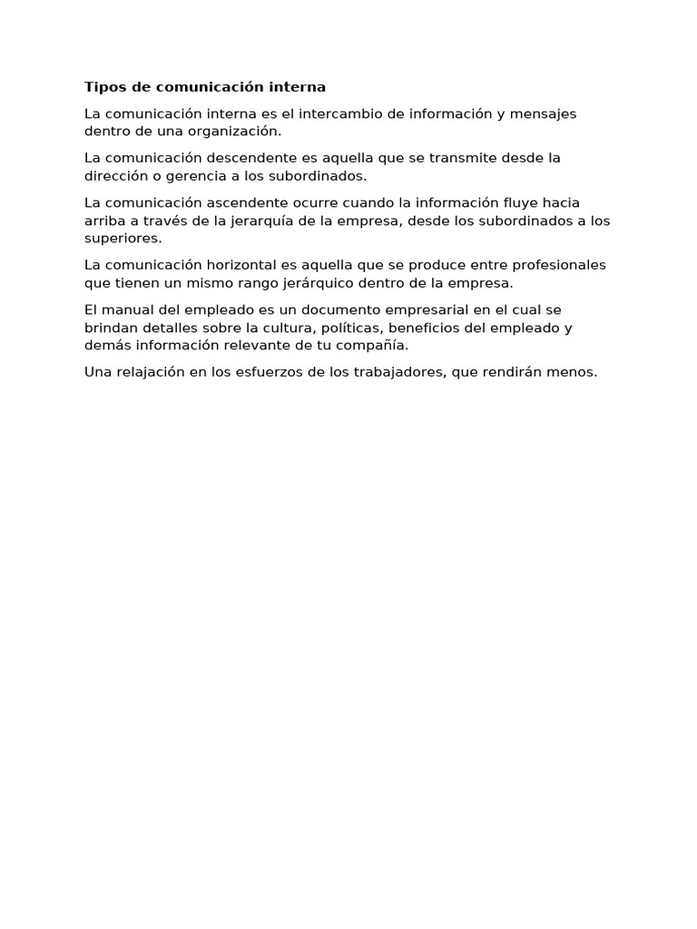 Tipus de Comunicació Interna | PDF