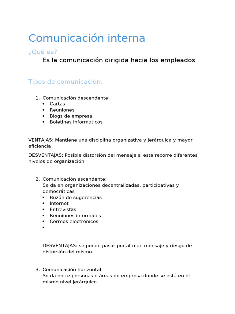 Comunicación interna y sus tipos | PDF