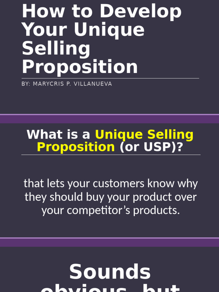 Lesson 6 Unique Selling Proposition | PDF