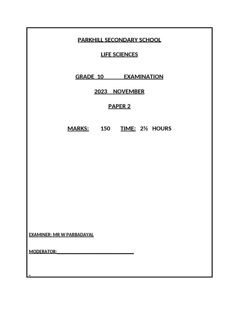 Grade 10 Life Sciences November Exam Paper 2 | PDF | Heart | Atrium (Heart)