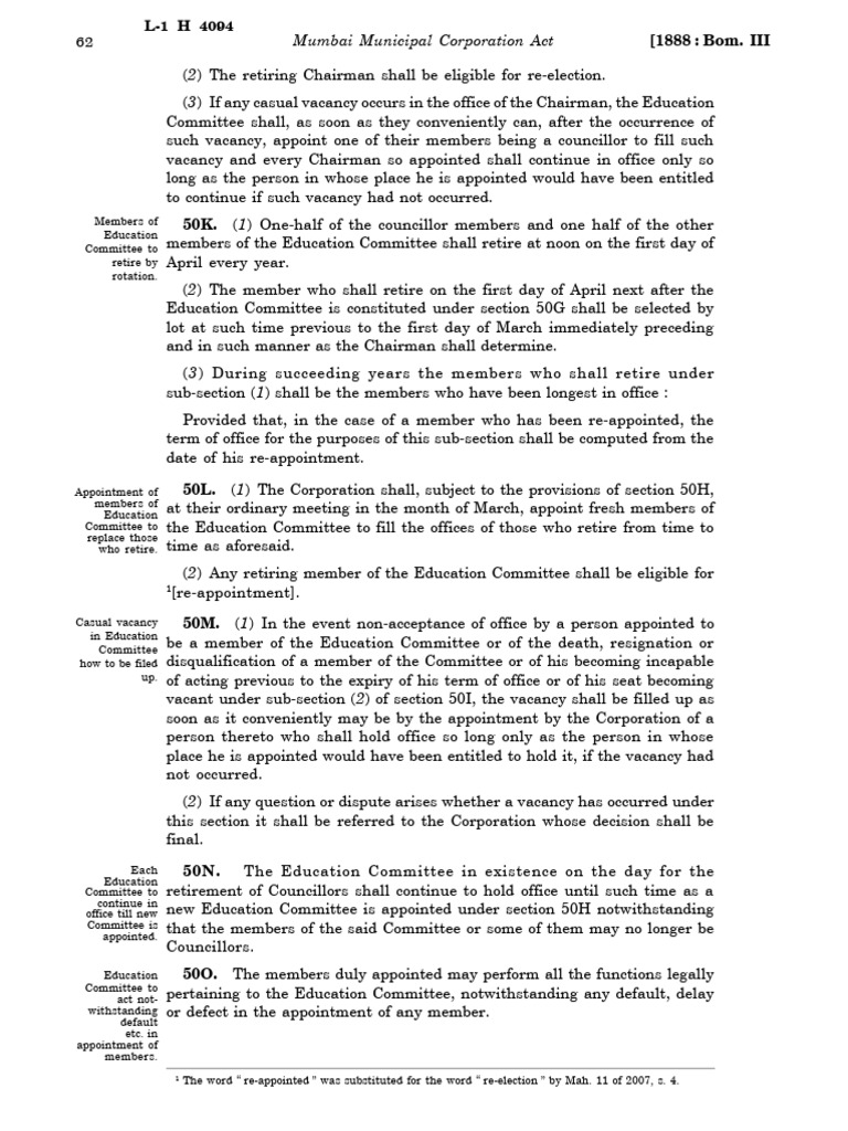 BMC Act 1888 - MMC Act-101-200 Part2 | PDF | Mumbai | Governance
